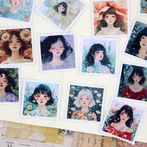 Cute Girl Floral Portrait Stickers | Beautiful Girls Portrait Themed ...