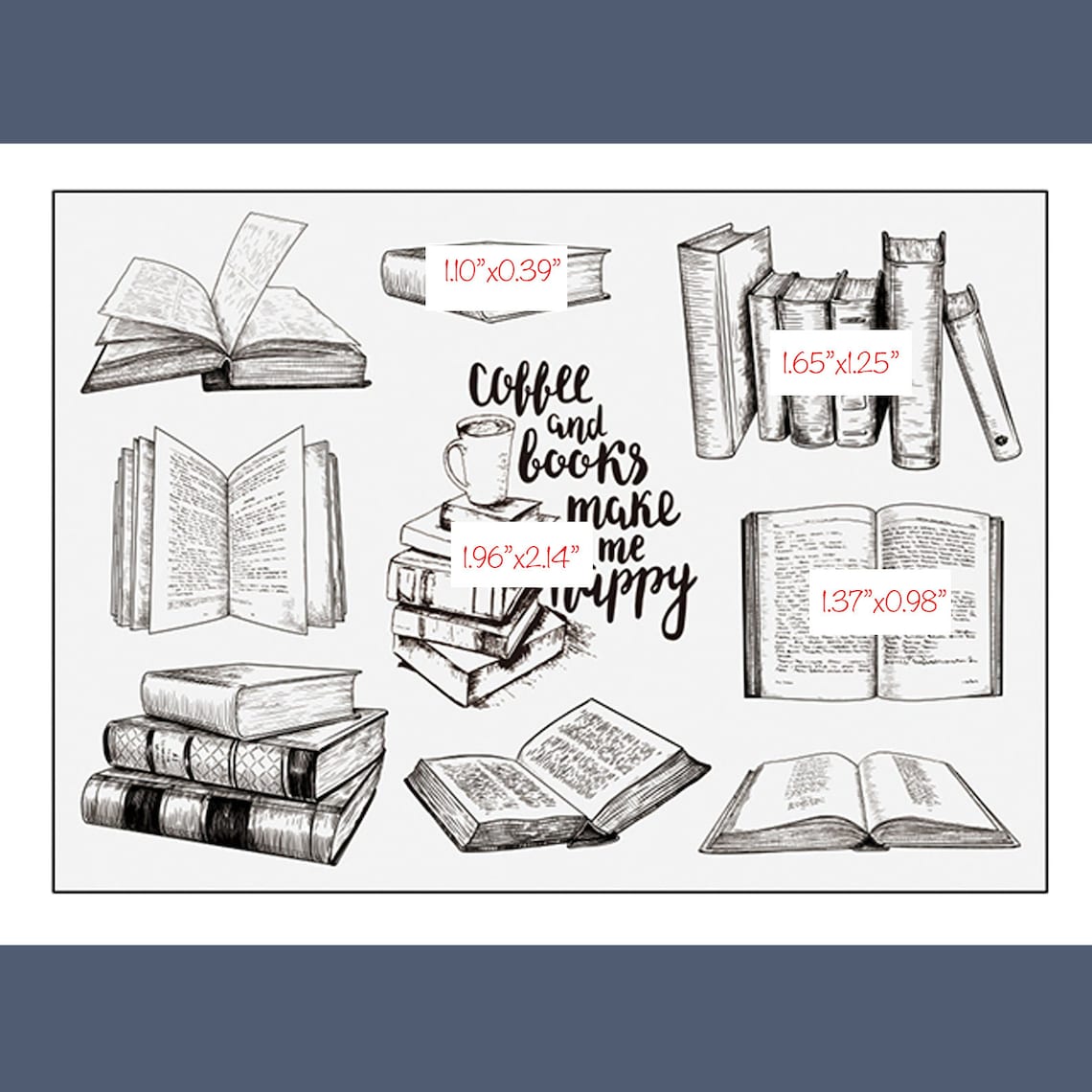 Cling Rubber Stamp Set / Rubber Stamps / Book Novel Reading - Etsy