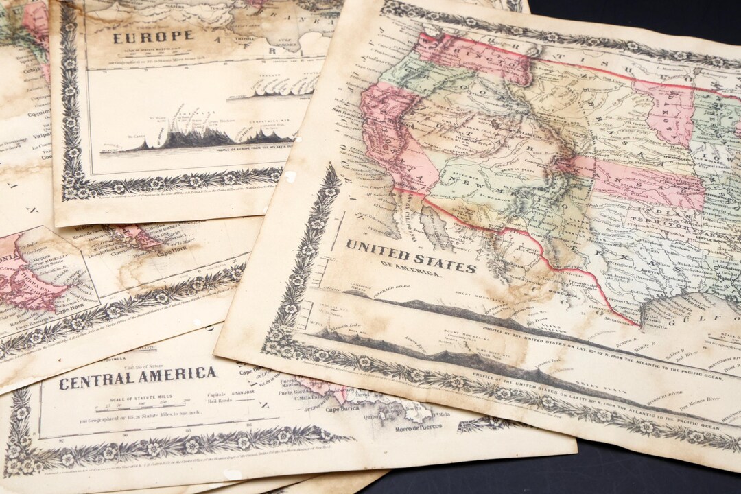 Handmade Coffee Stained Retro Map Vintage Map Geographical Scale Themed ...