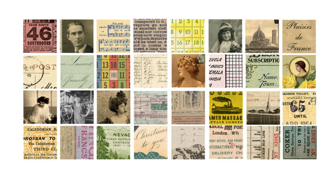 Vintage Receipt Collage Stickers- Collage Sticker Receipt Style ...