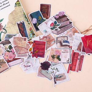 Vintage Letter Stickers Flower Letter Wreath Books Letter Themed ...