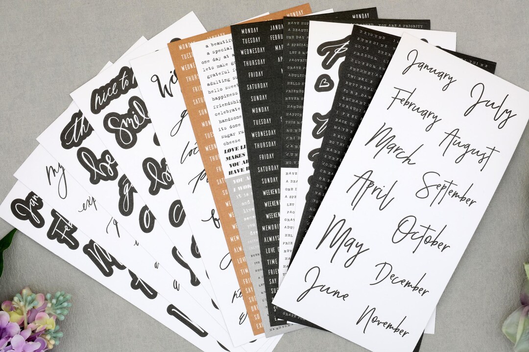 Word Month Sheet Sticker | 12 Sheets Dictionary Letter Phrase ...