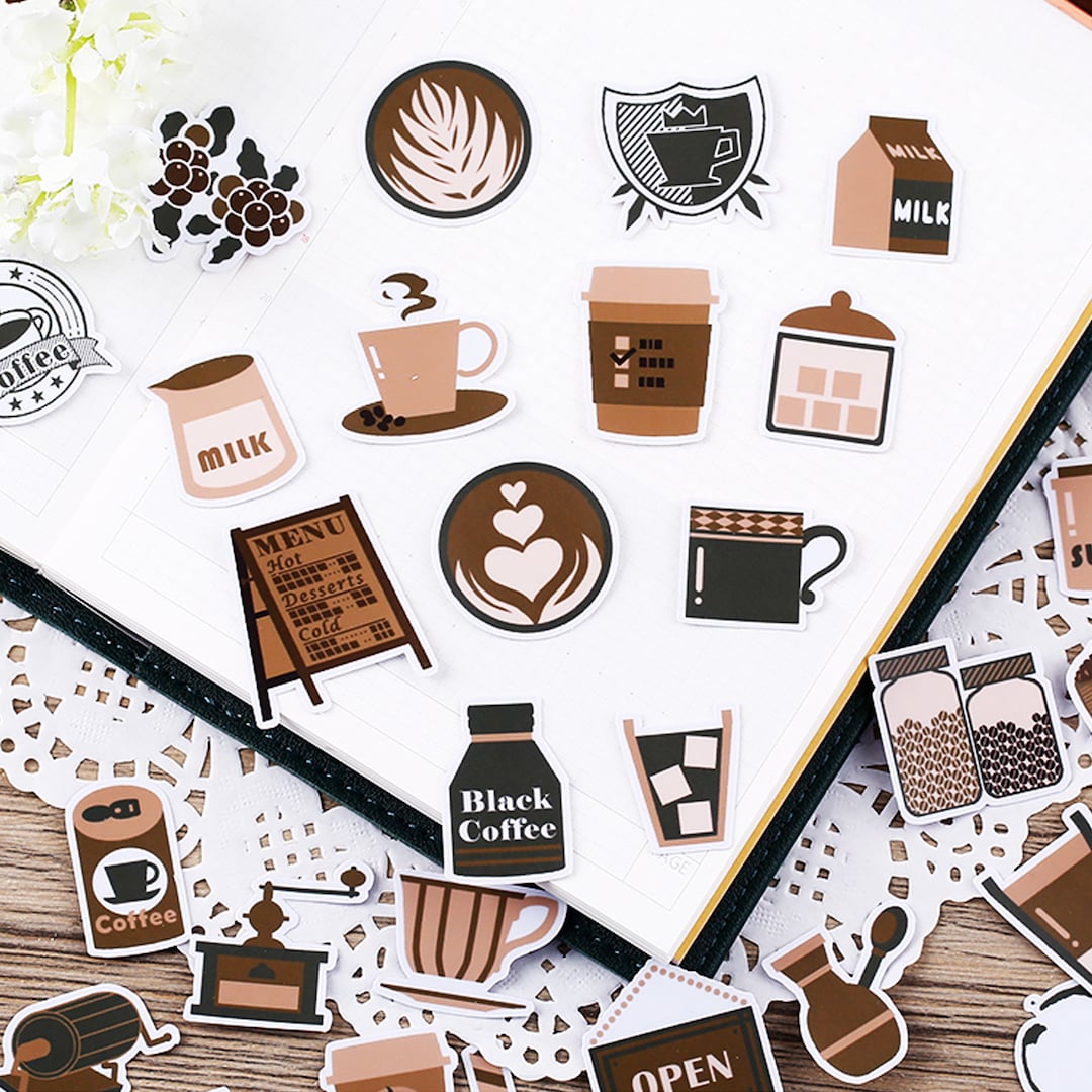 40pcs Cute Stickers | Cute Coffee Drinks Emoji Coffee Icon Daily Life ...