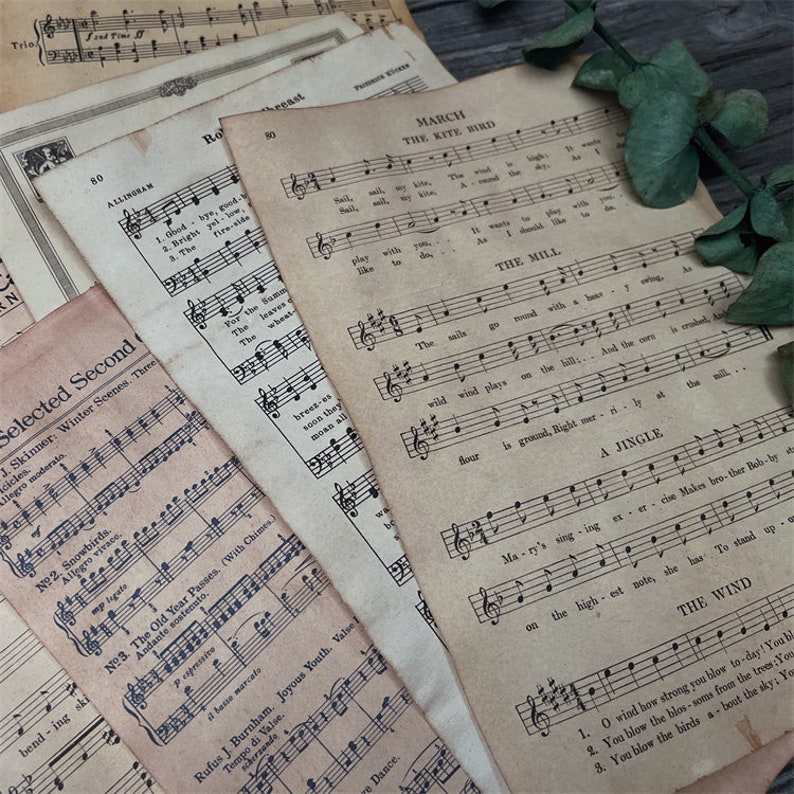 Handmade Coffee Stained Music Note Paper | Retro Music Note Coffee Dyed ...