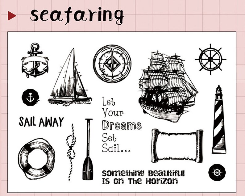 Clear Stamp Set / Clear Stamps / seafaring sailing ship | Etsy