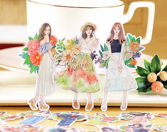 Floral Girl Stickers Modern Girls Flower Floral Themed | Etsy