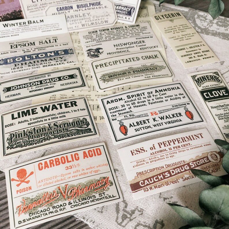 Vintage Label Ads Sticker 16pcs/pack Vintage Receipt Stickers - Etsy