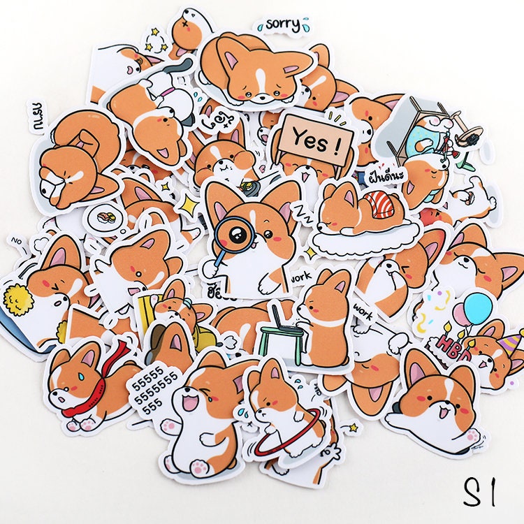 Cute Corgi Dog Themed Sticker Die Cut Stickers Pet Stickers | Etsy