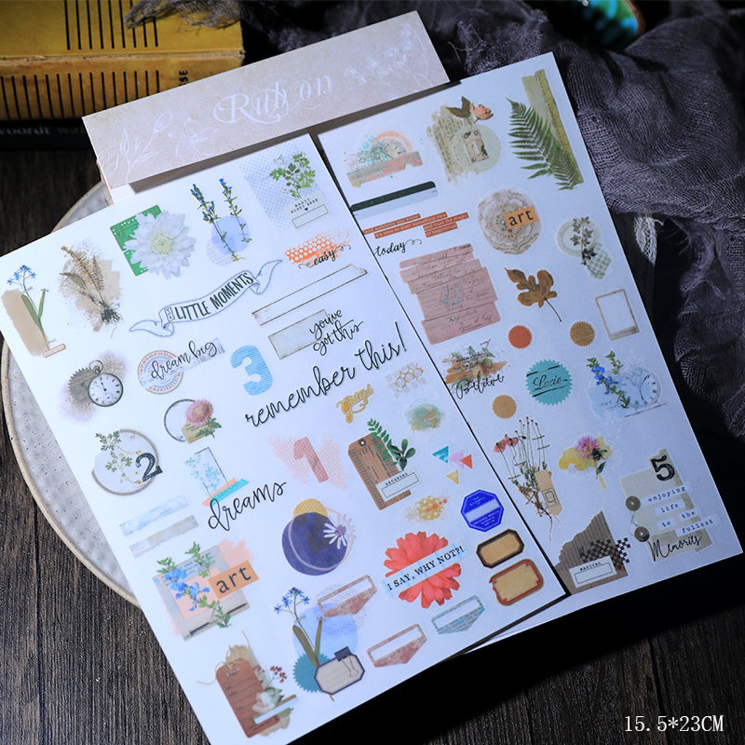 Rub-on Stickers 2 Sheets Collage Design Plant Watercolor Rub - Etsy