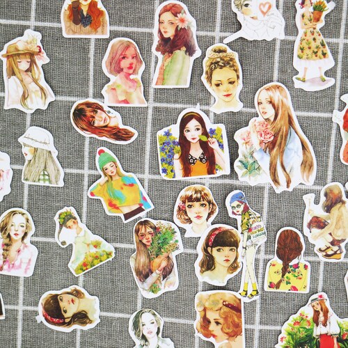 Vintage Girl Stickers Set of 18 Handmade Stickers Vintage | Etsy