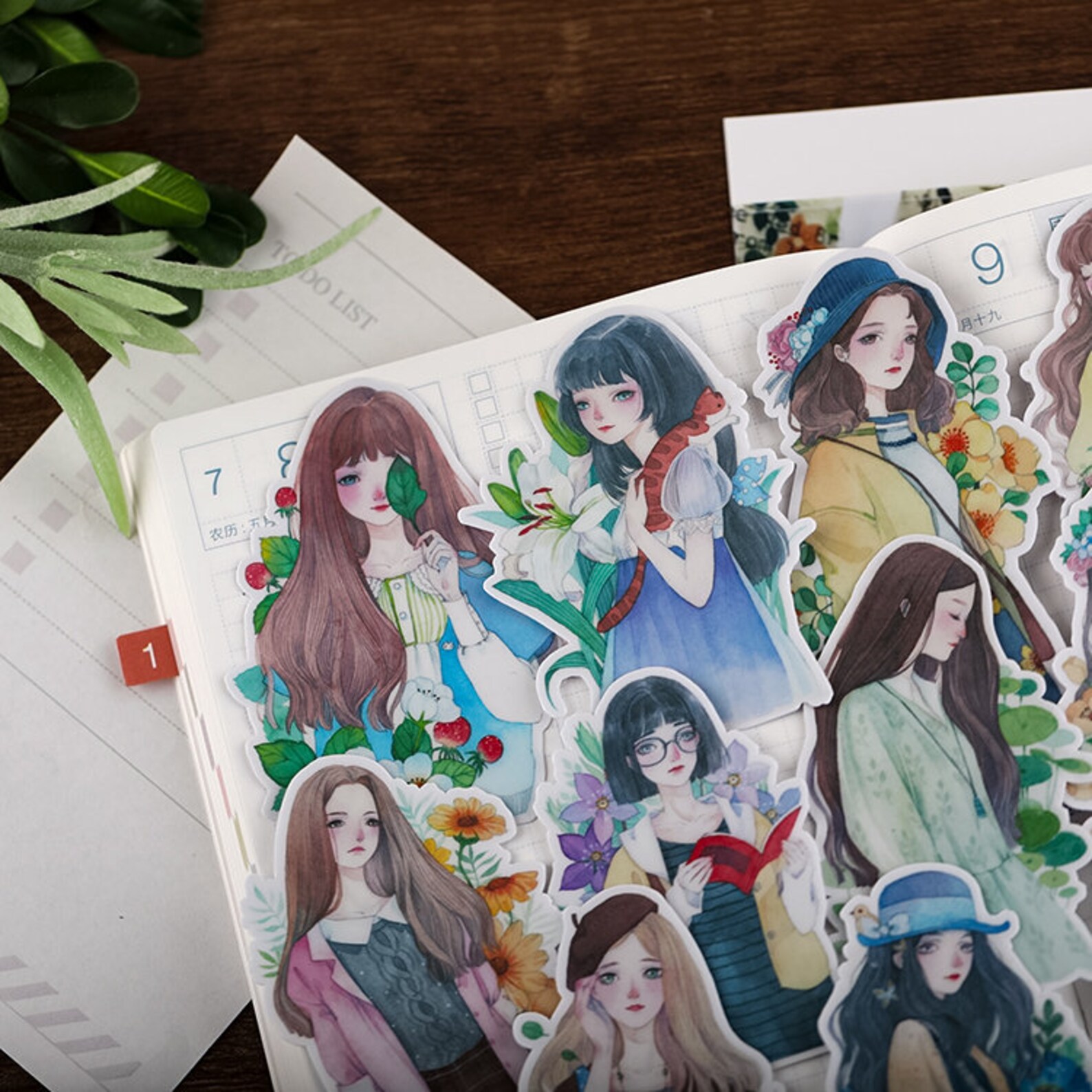 Fashion Girl Stickers Watercolor Flower Floral Modern Girl - Etsy