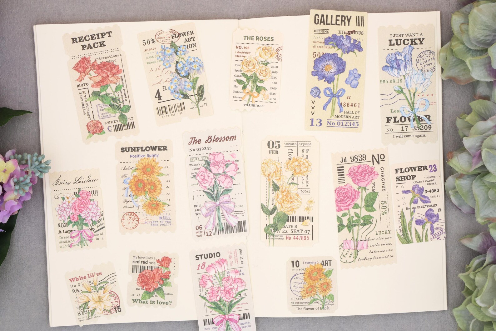 30pcs Collage Receipt Paper | Plant Flower Botanical Animal Bread ...