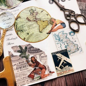Vintage Map Themed Decorative Stickers, Earth Planet Die Cut Stickers ...