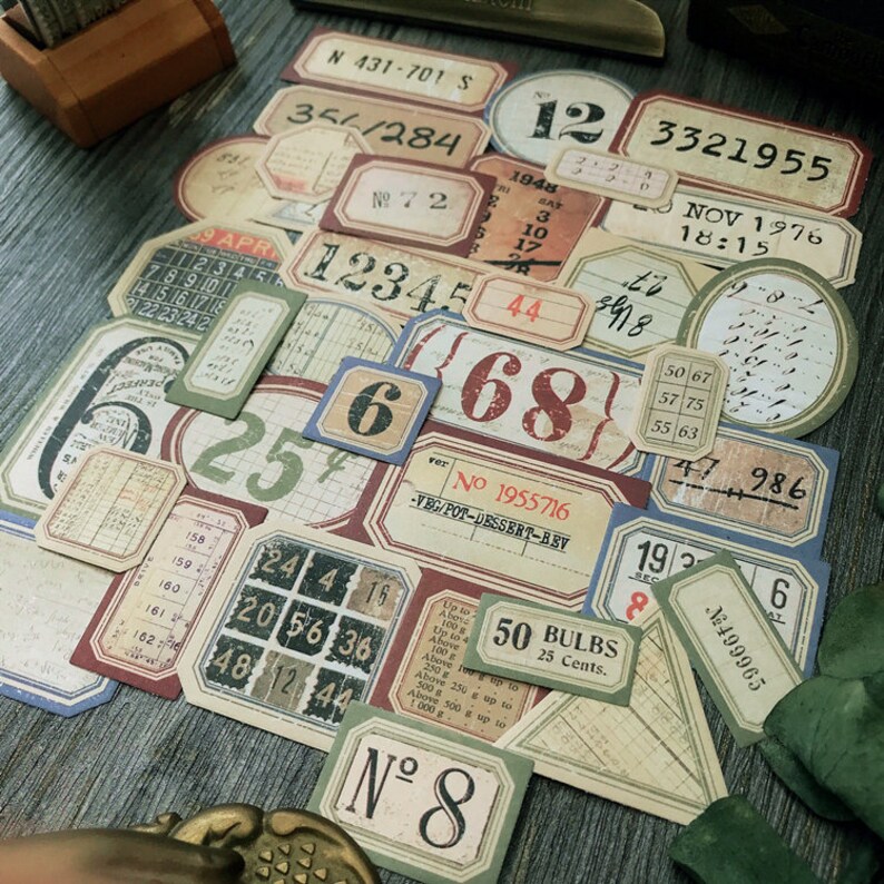 Vintage Number Receipt Stickers Vintage Number Ticket - Etsy