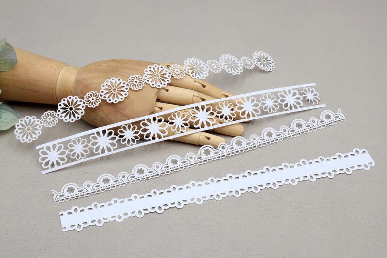 10PCS Assorted Lace Paper Die-cuts, Long Strip Lace Cutout Thin Die ...