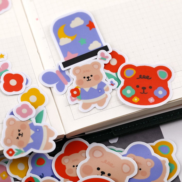 Happy Emoji Bear Stickers Cute Bear Expression Happy Life - Etsy