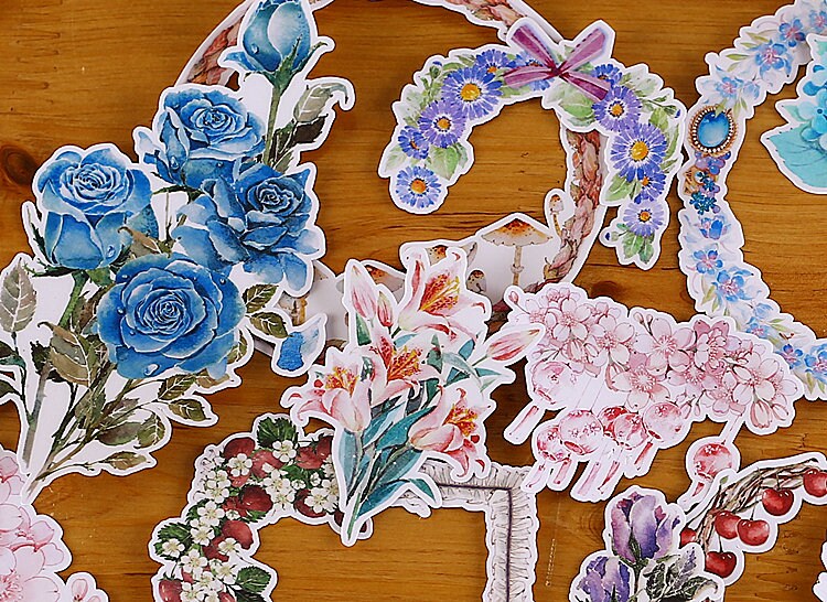 Flower Stickers Floral Frame Leaf Leaves Themed Decorative - Etsy