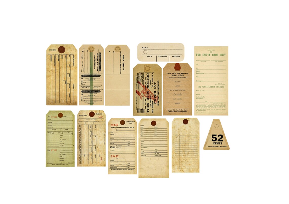 Vintage Receipt Tag Stickers Junk Journal Retro Stickers - Etsy