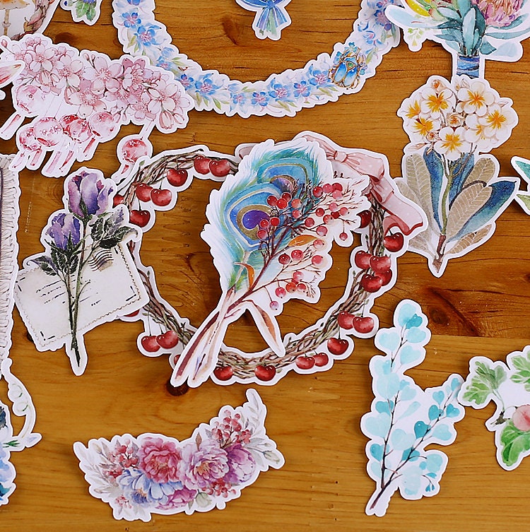 Flower Stickers Floral Frame Leaf Leaves Themed Decorative - Etsy