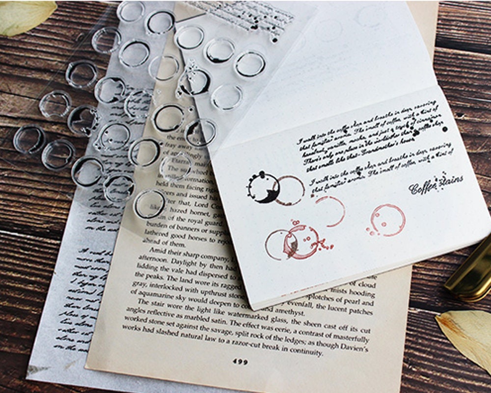 Clear Stamp Set / Clear Stamps /coffee Stain Themed | Etsy