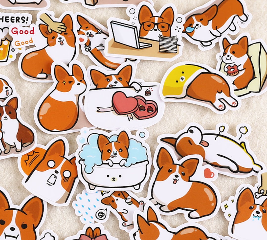 Cute Corgi Dog Themed S2 Sticker Die Cut Stickers, Pet Stickers Ml05 - Etsy