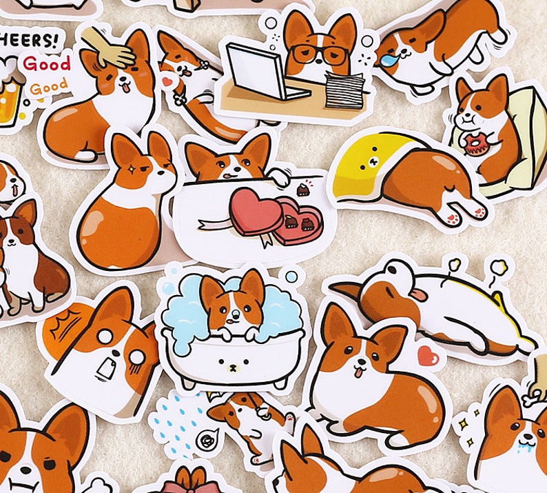 Cute Corgi Dog Themed S2 Sticker Die Cut Stickers Pet - Etsy