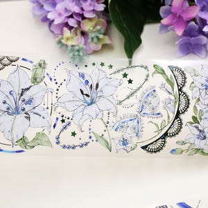 Lily Flower Lace PET Tape ｜blue Lily Flower Lace PET Tape M04 Wt-16 - Etsy