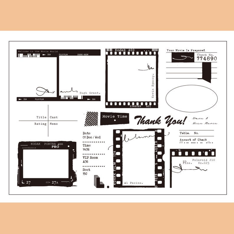 Clear Stamp Set /clear Stamps / Film Frame Vintage Filmstrip Lens ...