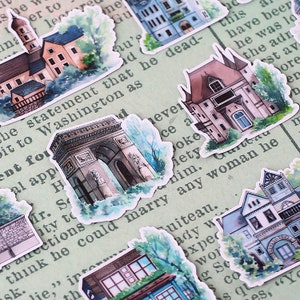 Floral Building House Sticker | Green Castle Architecture Themed Die ...