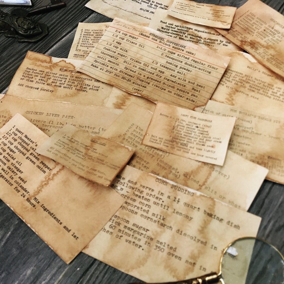 Vintage Coffee Stained Food Recipe Ephemera Paper, Food Recipe Vintage ...