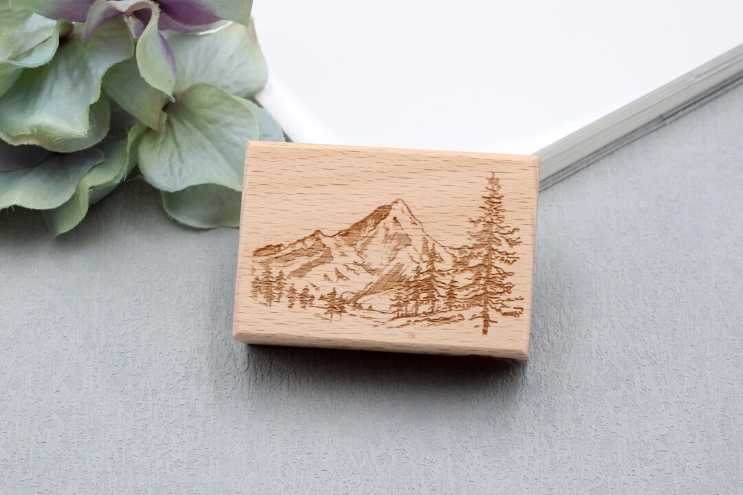 Mountain View Wooden Stamps Vintage Beautiful Landscape Mountain Scene ...