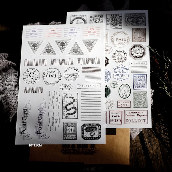 Rub-on Stickers 2 Sheets Stamp Receipt Vintage Label Rub on - Etsy
