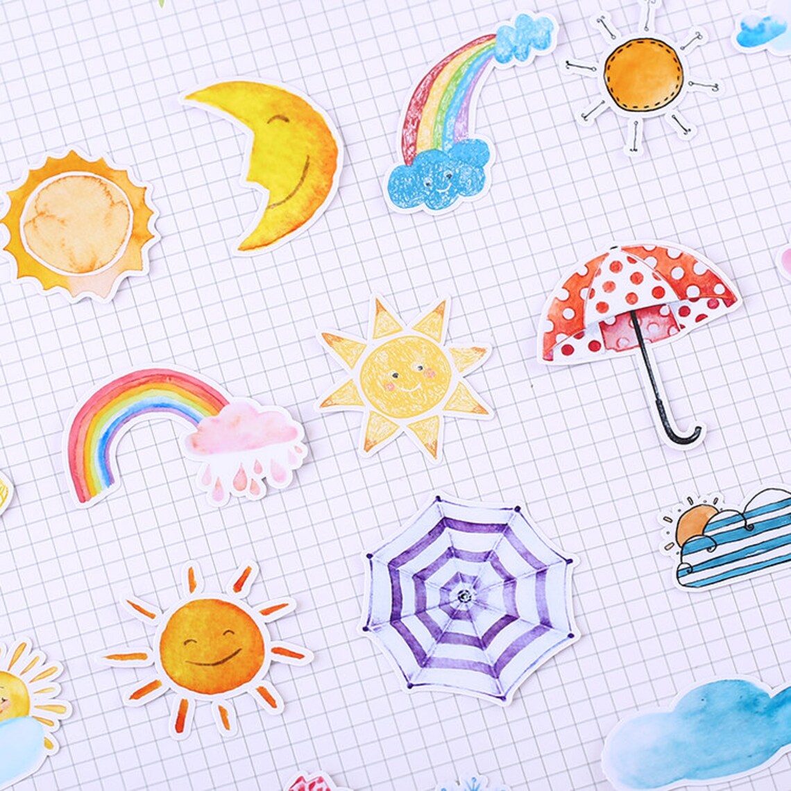 Weather Sticker Pack | Weather Wind Cloud Moon Sun Umbrella Nature ...