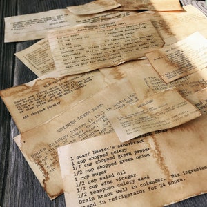 Vintage Coffee Stained Food Recipe Ephemera Paper, Food Recipe Vintage ...