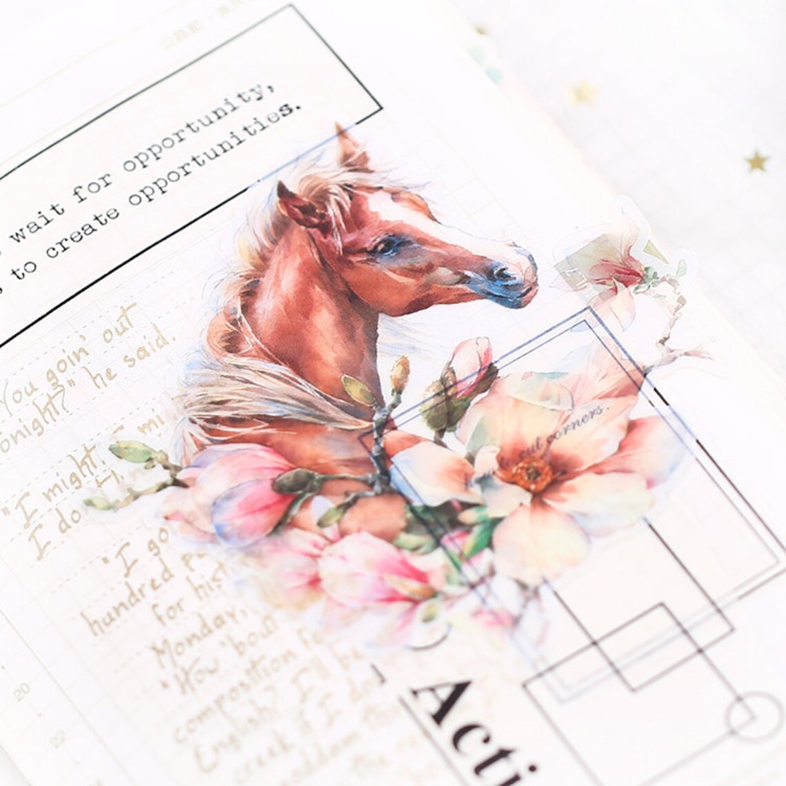 Animal stickers flower stickers cute horse cat deer themed | Etsy