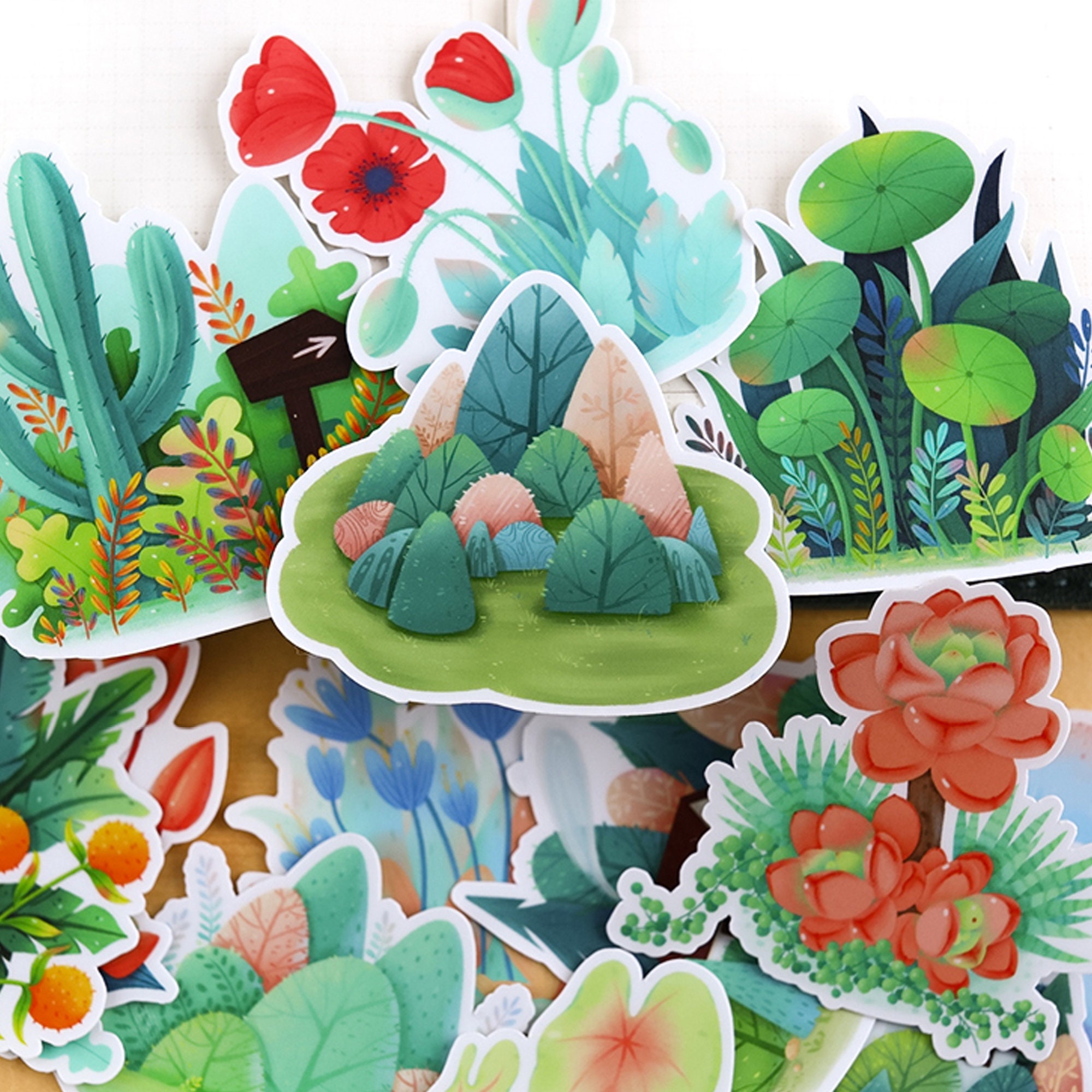 Green Plant Sticker Meadow Flower Plant Leaf Forest Themed | Etsy