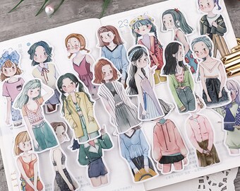 Fashion Girl Stickers Watercolor Style Modern Girls - Etsy