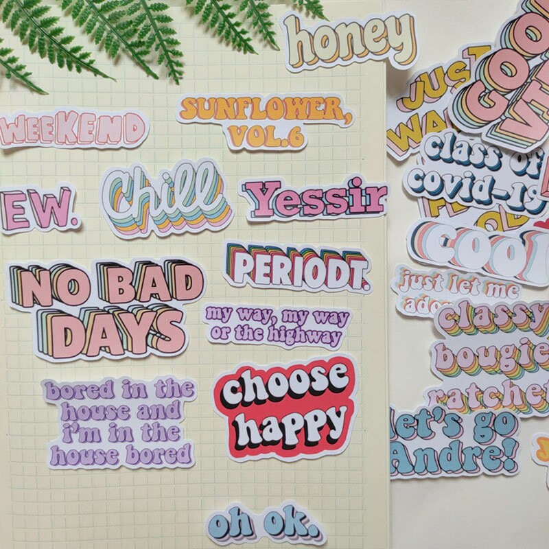 Fashion Calligraphy Stickers Brush Letter Stickers Quotes Word | Etsy