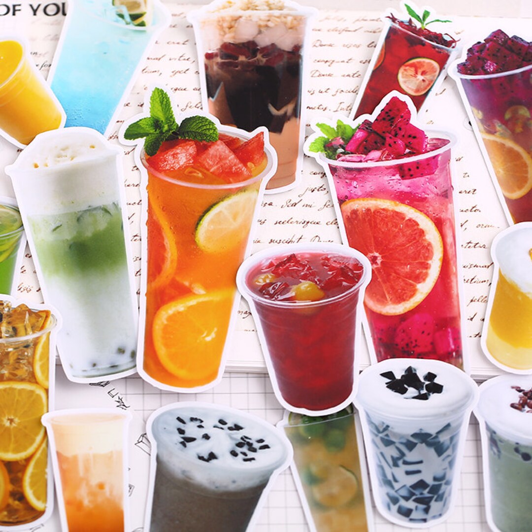 Fruit Tea Drinks Stickers | Orange Bubble Tea Milk Tea Soft Drink Lemon ...