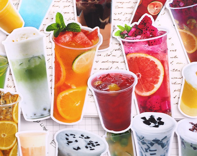 Fruit Tea Drinks Stickers Orange Bubble Tea Milk Tea Soft - Etsy