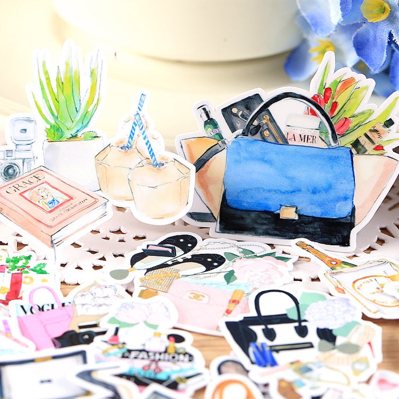 Bags and Make up Themed Decorative Stickers, Die Cut Stickers, Journal ...