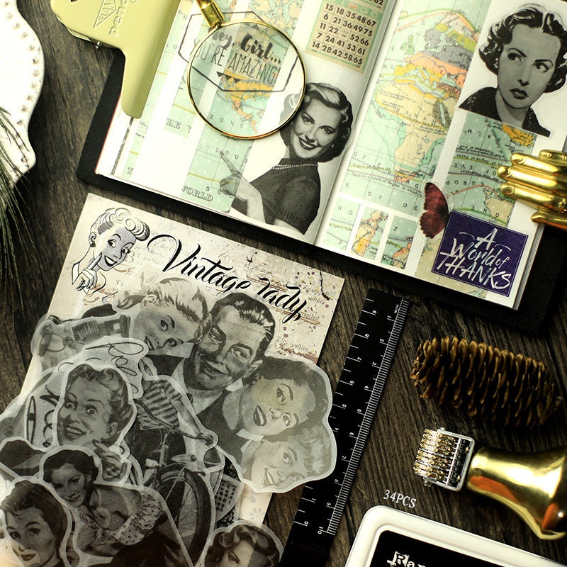 34pcs/pack tracing paper texture Thin Stickers Pack waterloo | Etsy