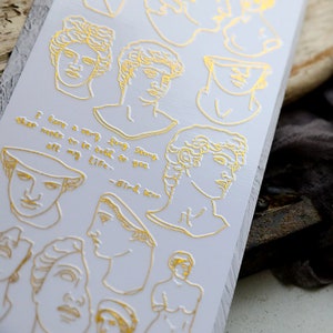 RUB-ON Stickers | Gold David Statue Bust Line Art Classic Greek Bust ...