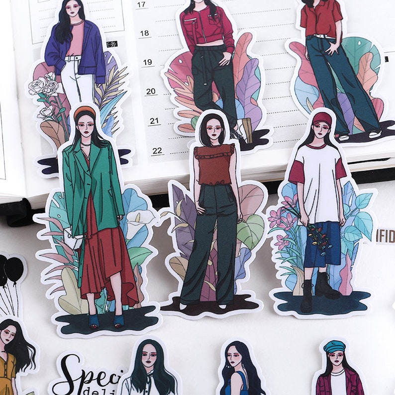Fashion Girl Stickers Modern Girls Streetwear Girl | Etsy