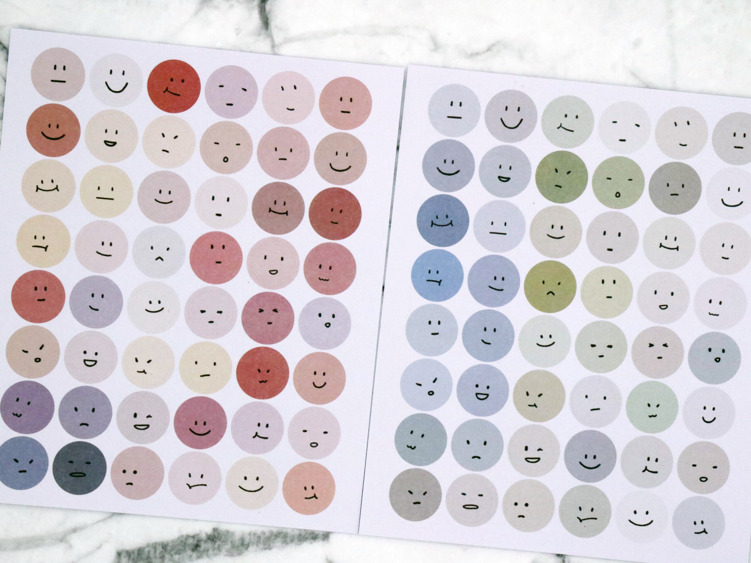 Cute Expression Stickers Face Mute Color Mood Tracker Emoji | Etsy