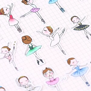 Cute Dancing Ballet Girl Stickers Small | Ballet Girls Watercolor Style ...