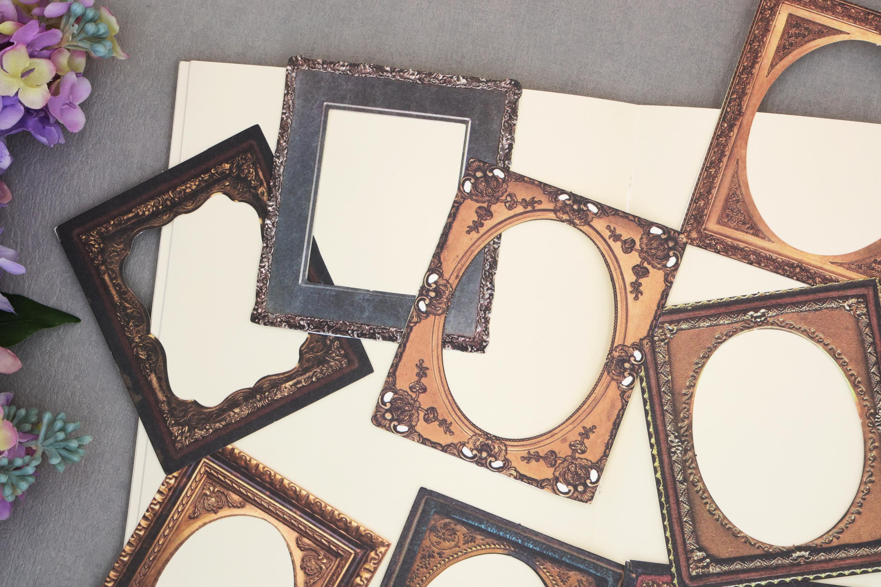 Vintage Wood Carved Frame Card | 30pcs/pack Vintage Metal Photo Frame ...