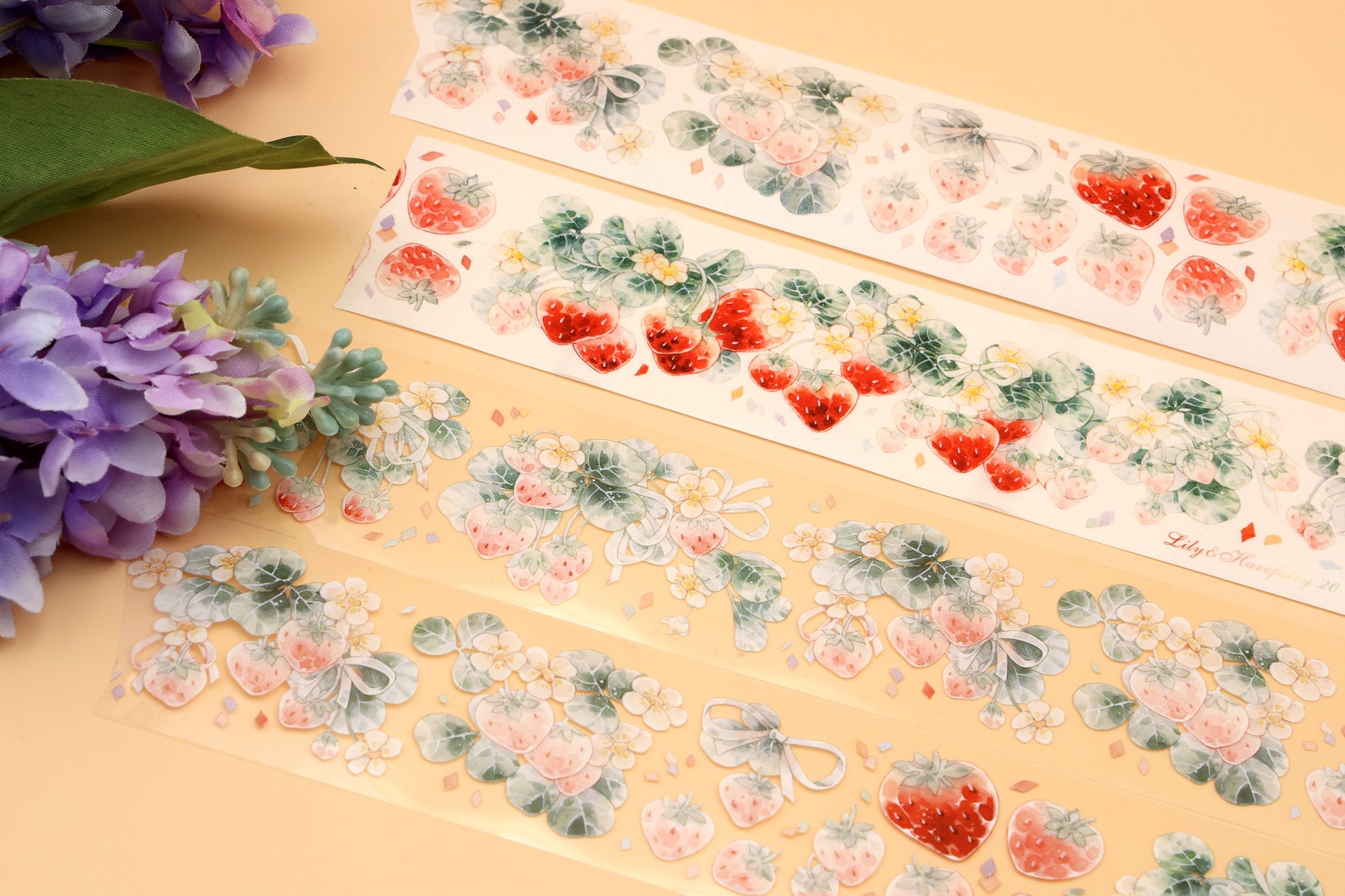 Strawberry Washi PET Tape | Berry Fruit Watercolor Pattern PET Tape ...