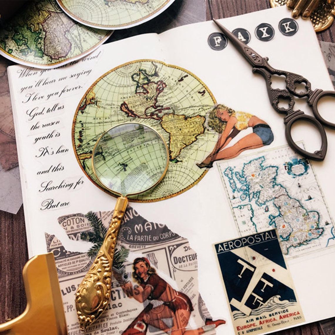 Vintage Map Themed Decorative Stickers Die Cut Stickers | Etsy