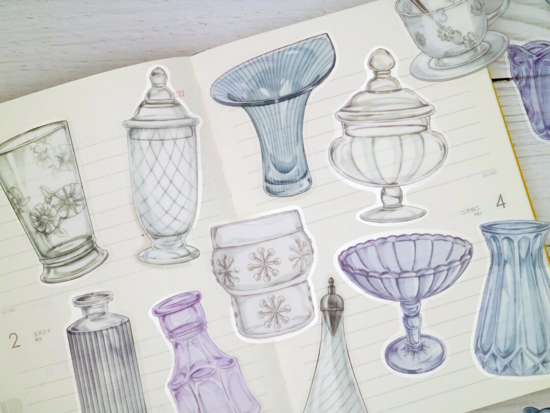 Glass Jar Sticker | Vase Container Jar Bottle Food Can Themed PET ...